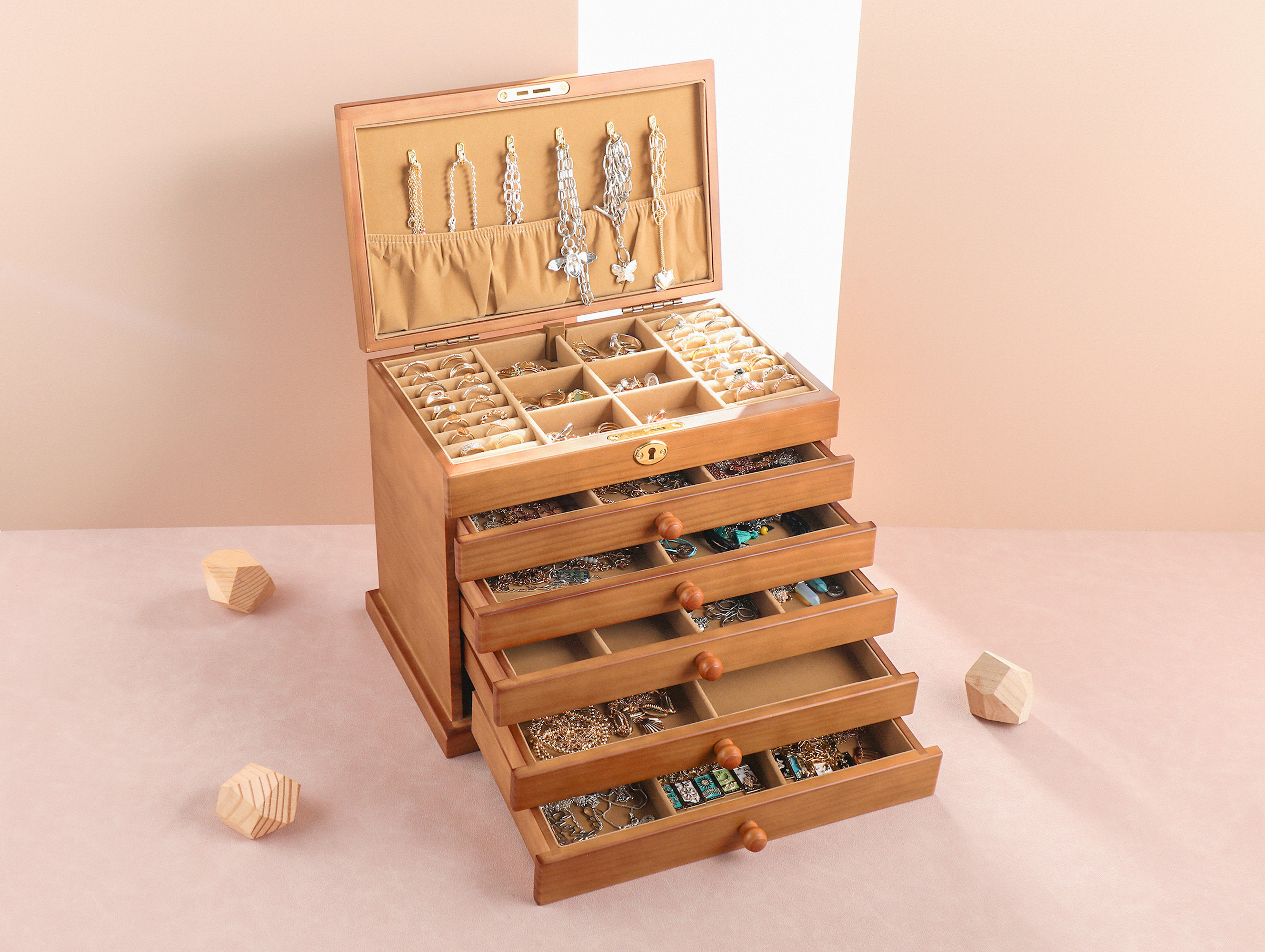 Large Jewelry Organizer Storage With Lock, Jewelry Box for Women Girls ...