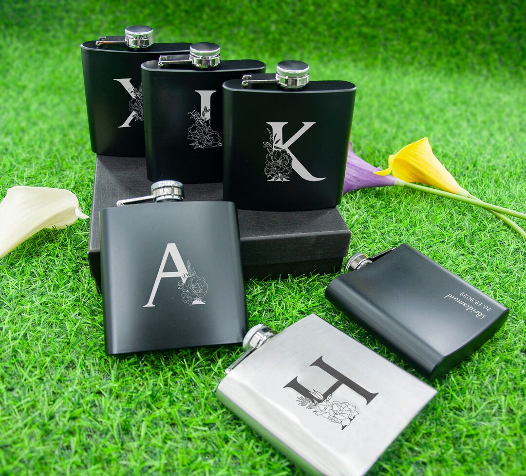 Personalised Flask Set Engraved Wedding Special Occasion Hip Flask 6oz ...