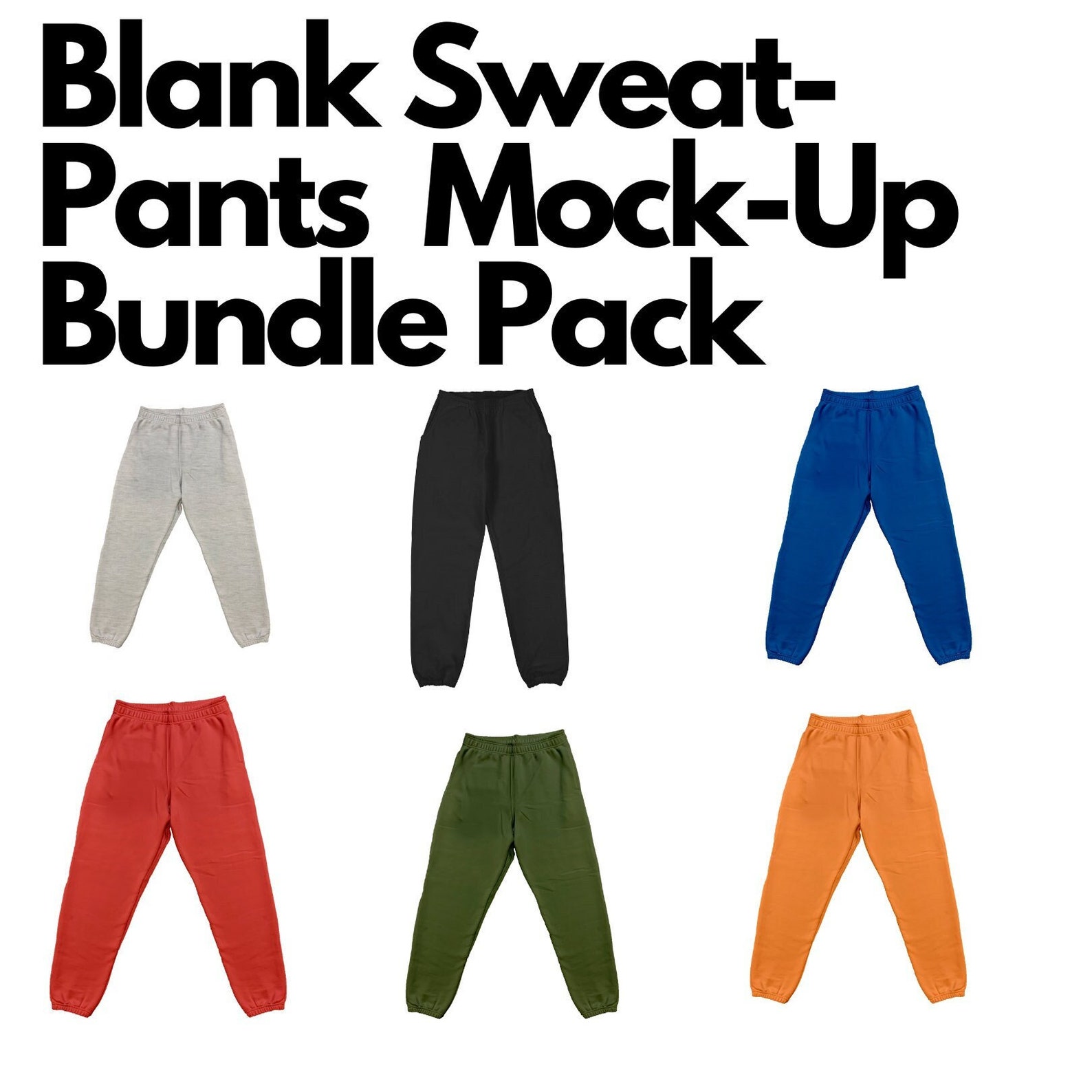 Blank Sweatpants Mock-up Bundle, 14 Colors, Front and Back, Transparent ...