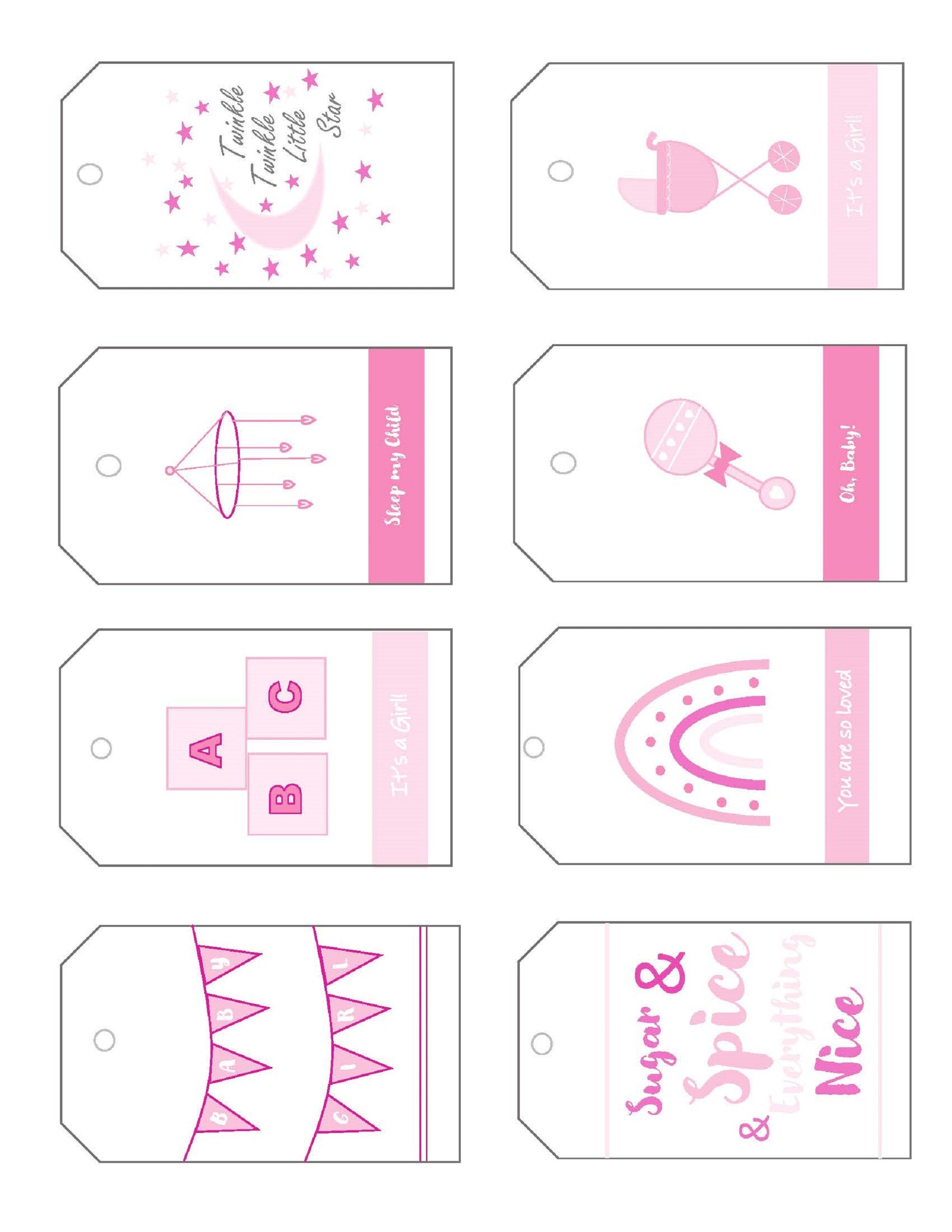 Gift Tags, Baby Girl Gift Tags, Baby Shower - Etsy
