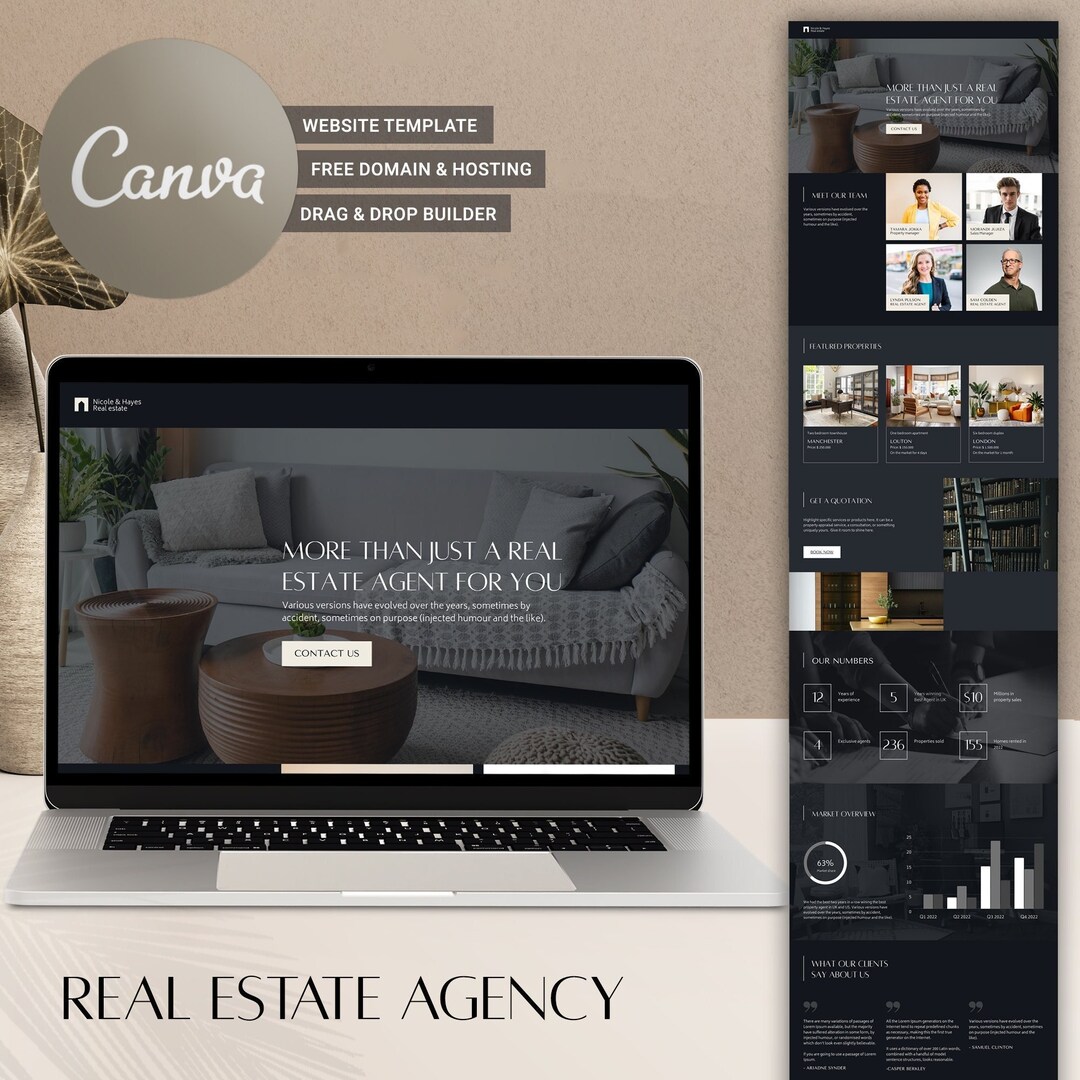 Canva Website Theme for Real Estate Agents, Realtor Website Template ...