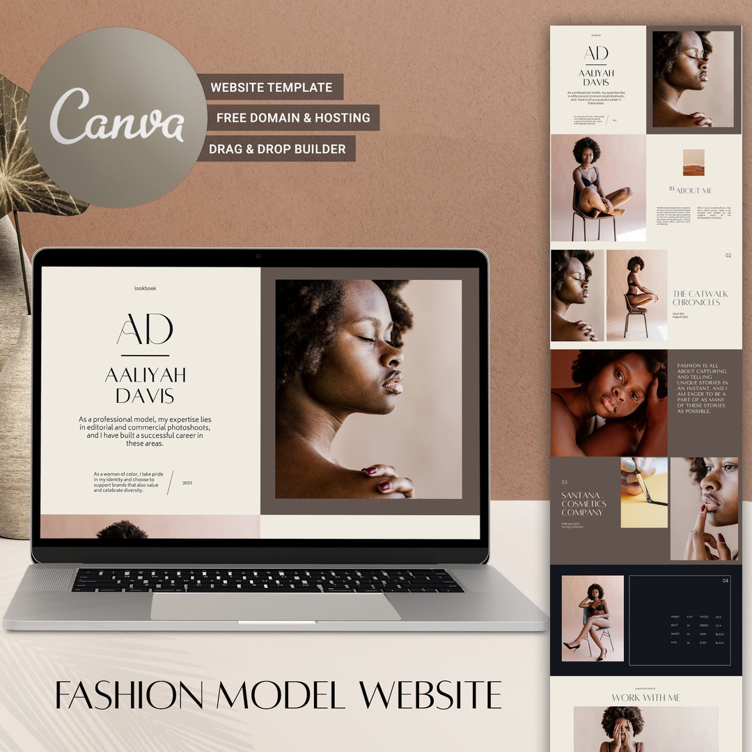 Fashion Model Website Theme, Drag & Drop Canva Website for Fashion ...