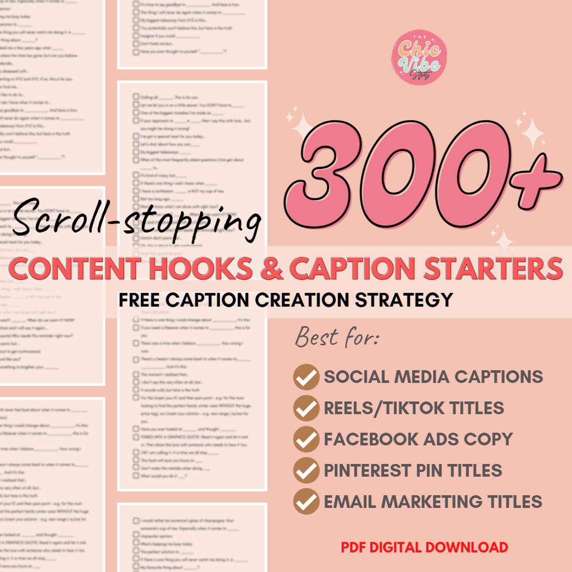 300+ Social Media Content Hooks: Caption Starters (PDF Download) - Etsy