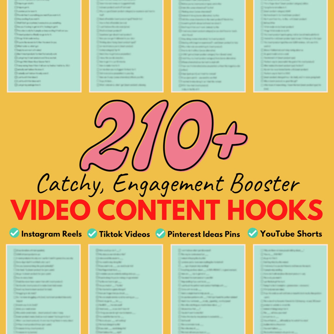 210+ Social Media Video Hooks: Tiktok, Reels, Youtube (PDF Download) - Etsy