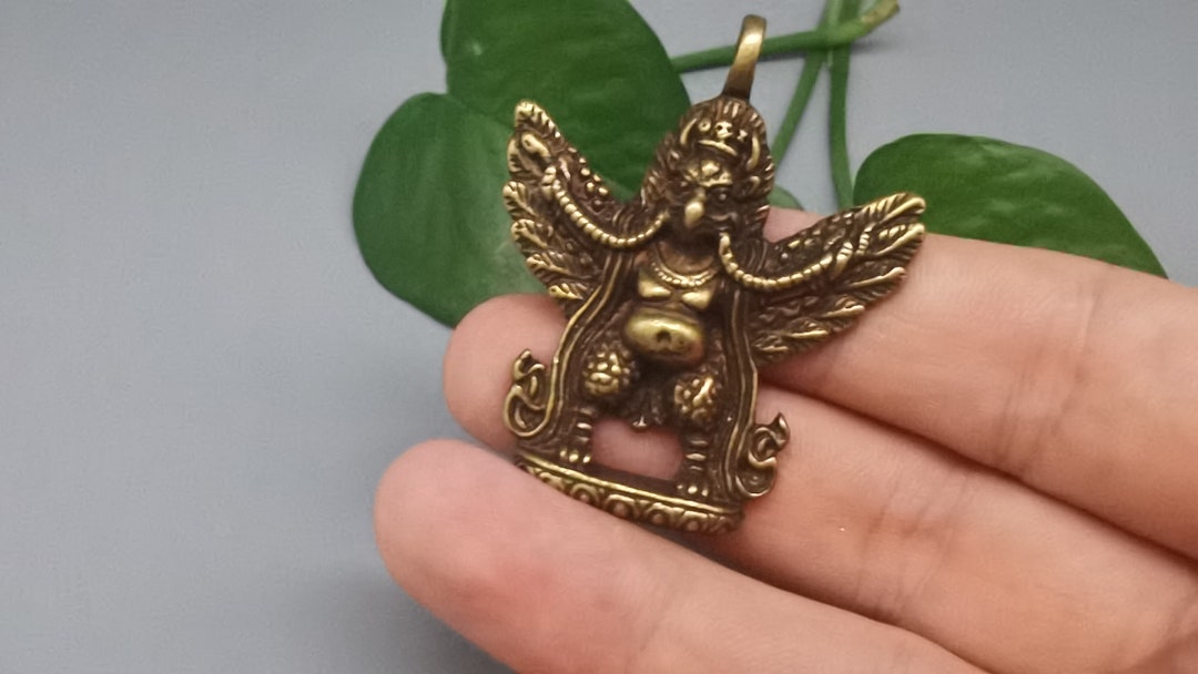 Brass Dapeng Spreading Wings Eagle Buddha Statue, Men's Keychain, Old Tibetan Religious Artifact ...