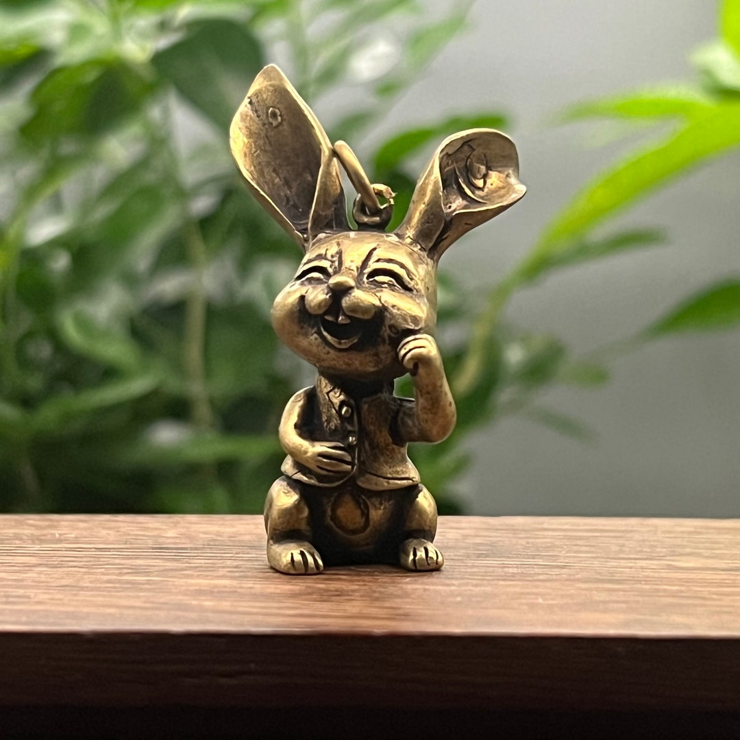 Copper Rabbit Pendant, Solid Brass Rogue Rabbit Ornament, Copper Rabbit ...