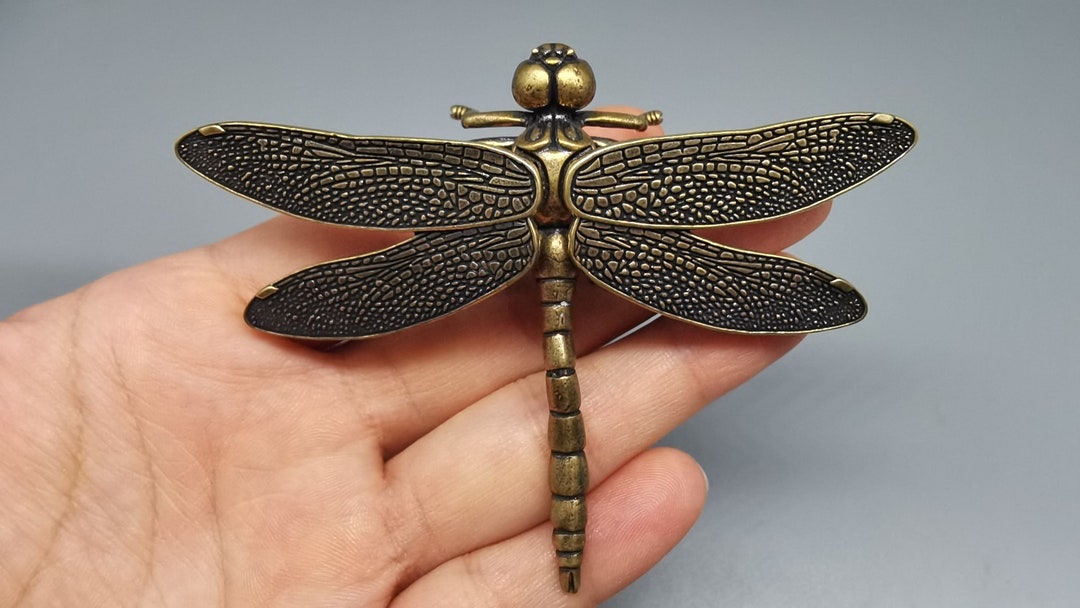 Brass Dragonfly Statue, Home Decor, Detachable Wing Sculpture, Animal ...