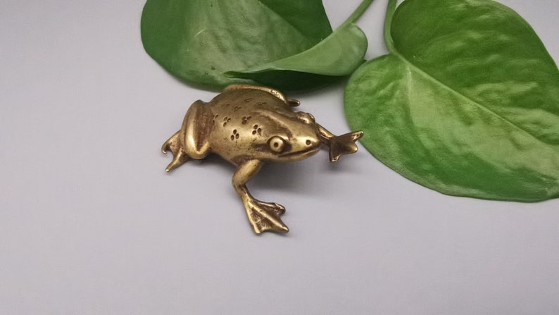 Brass Frog Statue Pocket Animal Ornament Mini Antique - Etsy