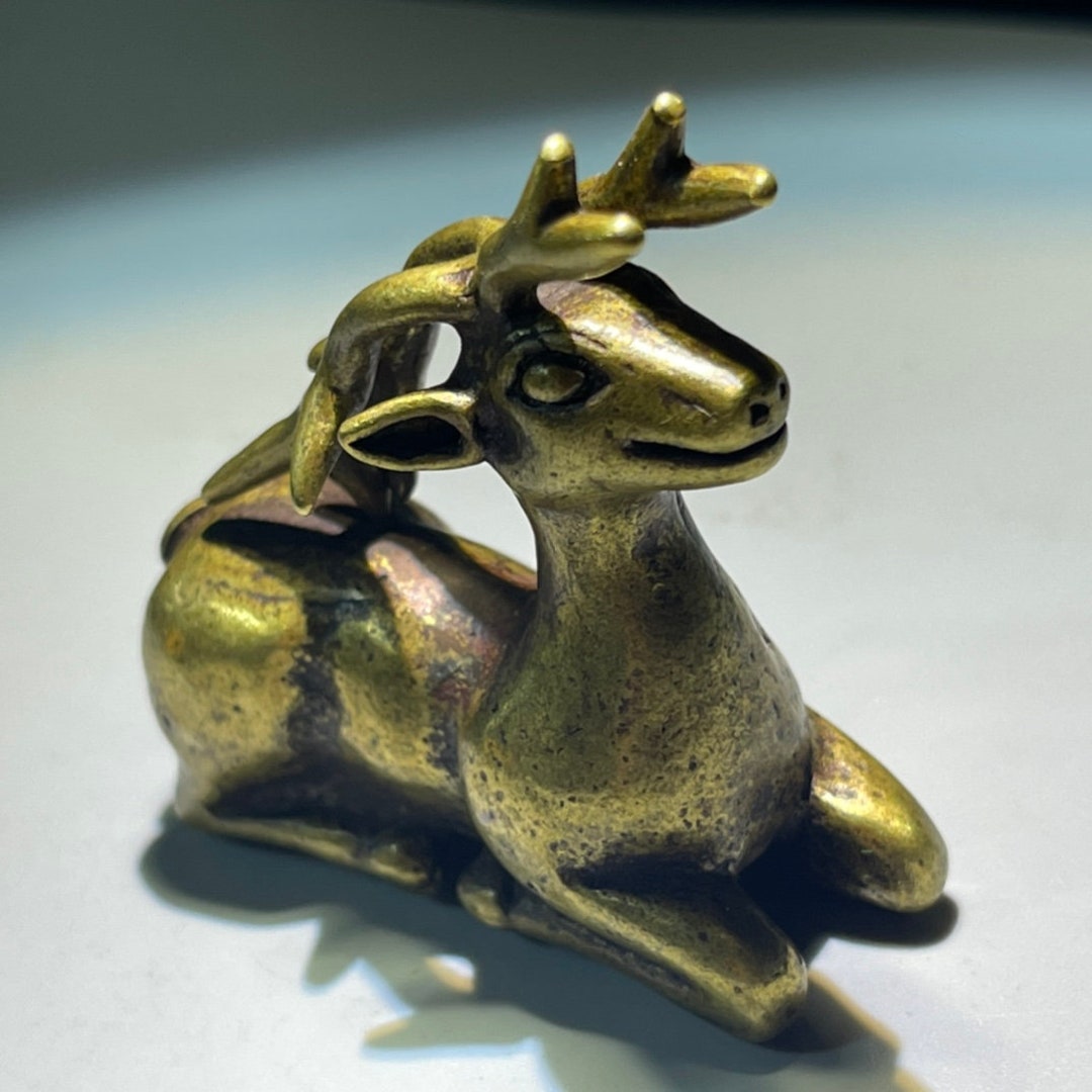Pure Copper Reindeer Ornaments, Copper Sika Deer, Lying Deer Tea Pet ...