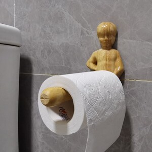 Spoof Creative Wooden Toilet Paper Holder, Fun Wall Hanging for Little ...