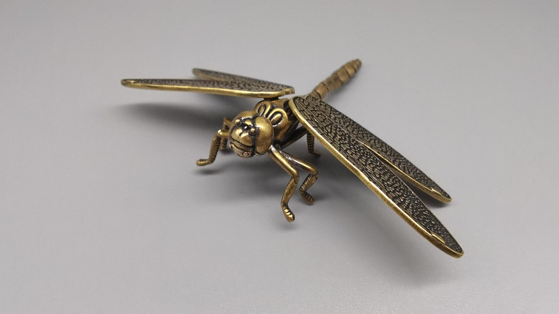 Brass Dragonfly Statue Home Decor Detachable Wing Sculpture - Etsy