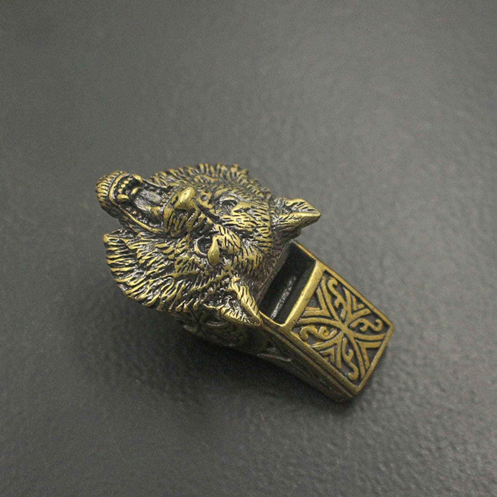 Two Whistle Brass Lion and Wolf Whistle Outdoor Survival - Etsy