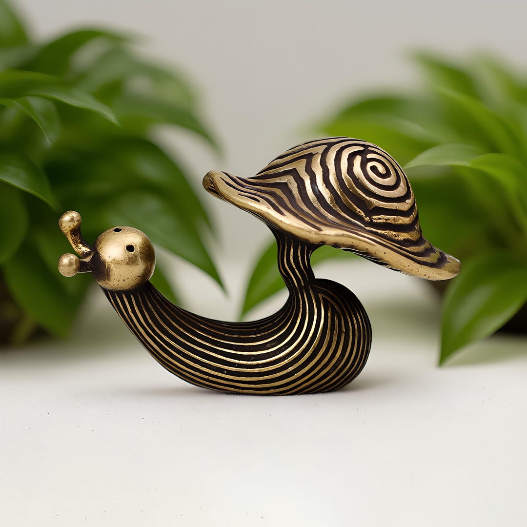 Brass Snail Mushroom Hybrid Figurine, Whimsical Desk Pet, Unique Nature ...