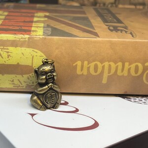 Small Vintage Brass Pig With Lucky Character, Chinese Zodiac Pig ...