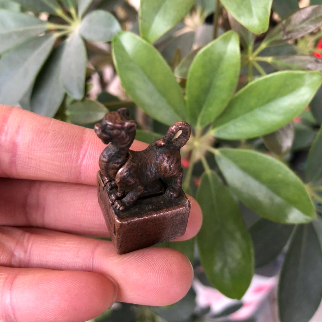 Pure Red Copper White Tiger Seal Statue Sculpture Removable - Etsy