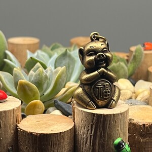 Small Vintage Brass Pig With Lucky Character, Chinese Zodiac Pig ...