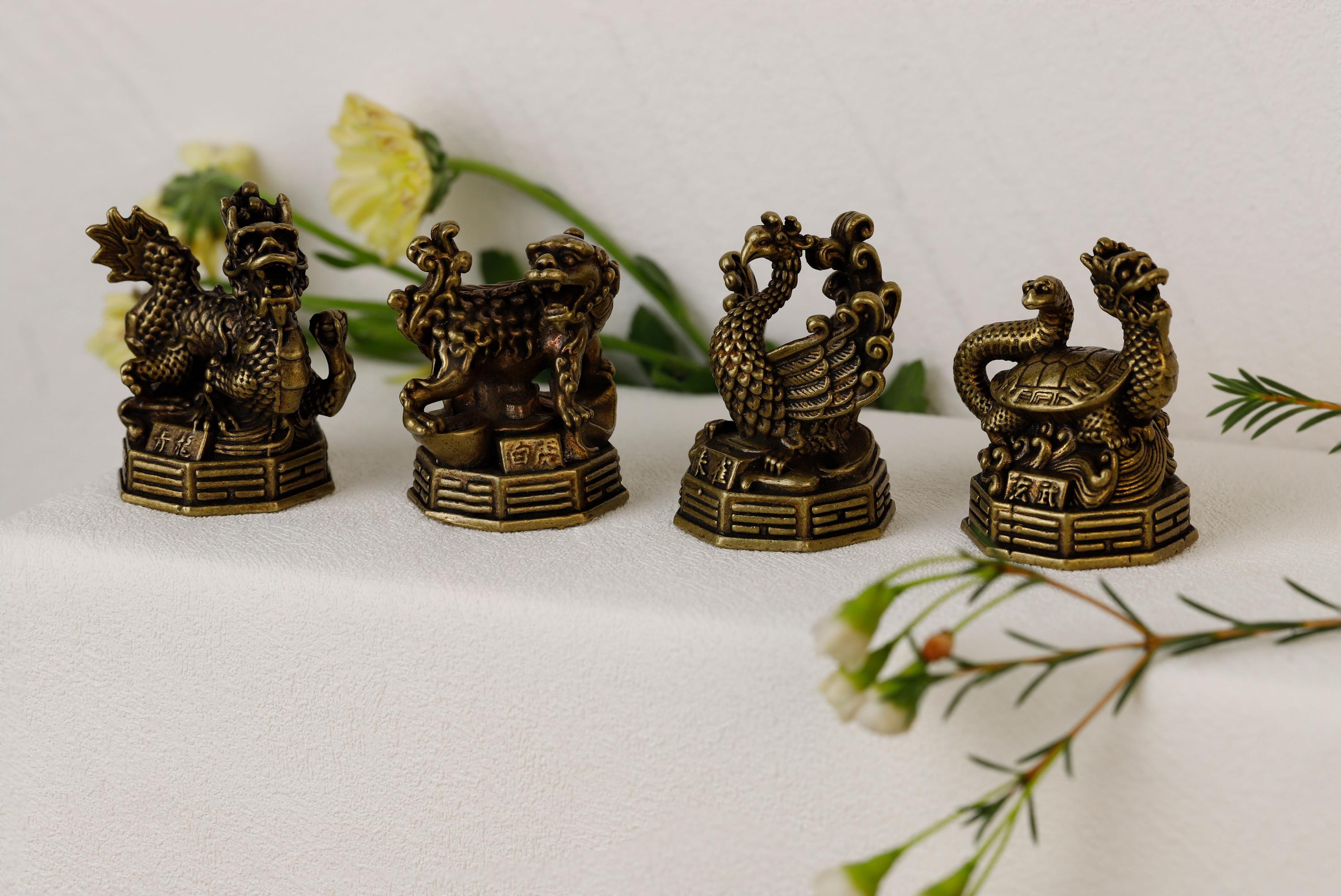 Brass Four Mythical Beasts Ornaments | Exquisite Craftsmanship | Home ...