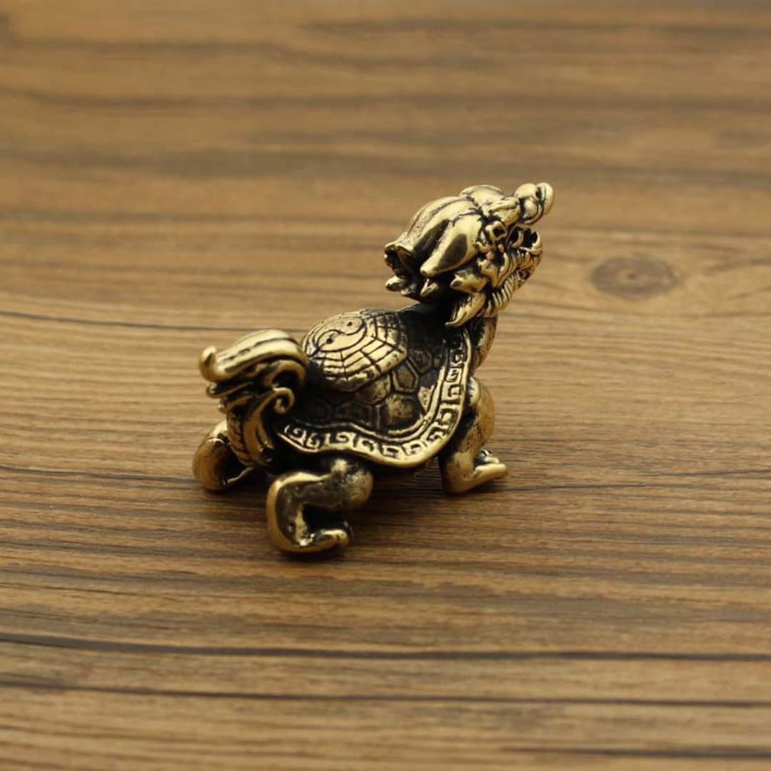 Copper Solid Basalt Dragon Turtle Ornament, Brass Turtle Paperweight ...