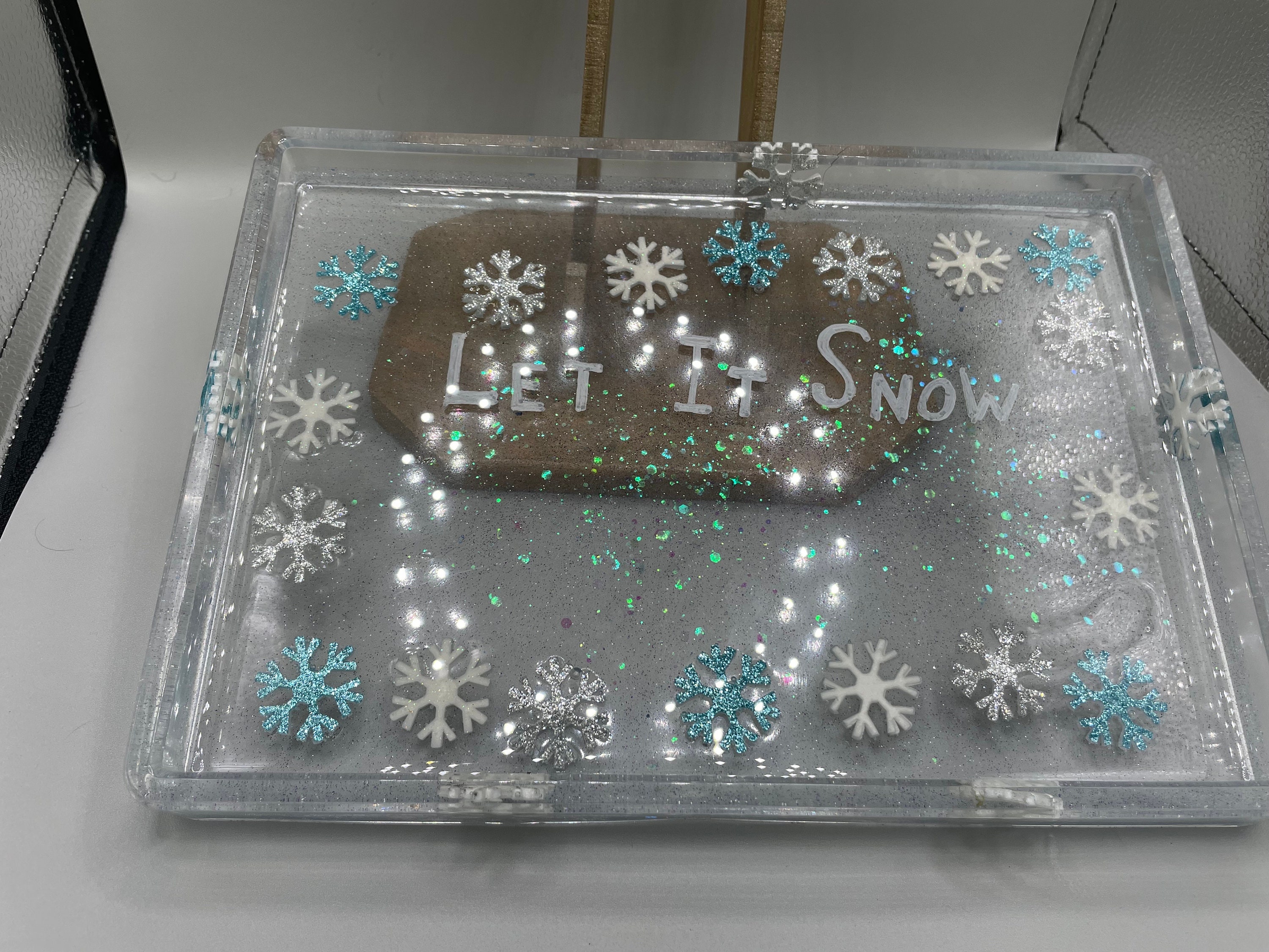 Let It Snow Tray Charcuterie Board Platter by SLO Poured Creations - Etsy