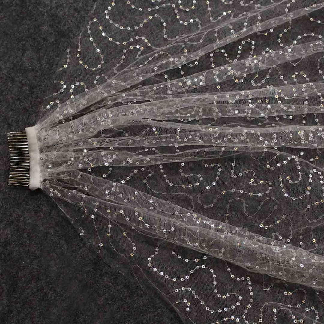 Bling Sequins Tulle Wedding Veil/ Long Bridal Veil With Comb/ - Etsy