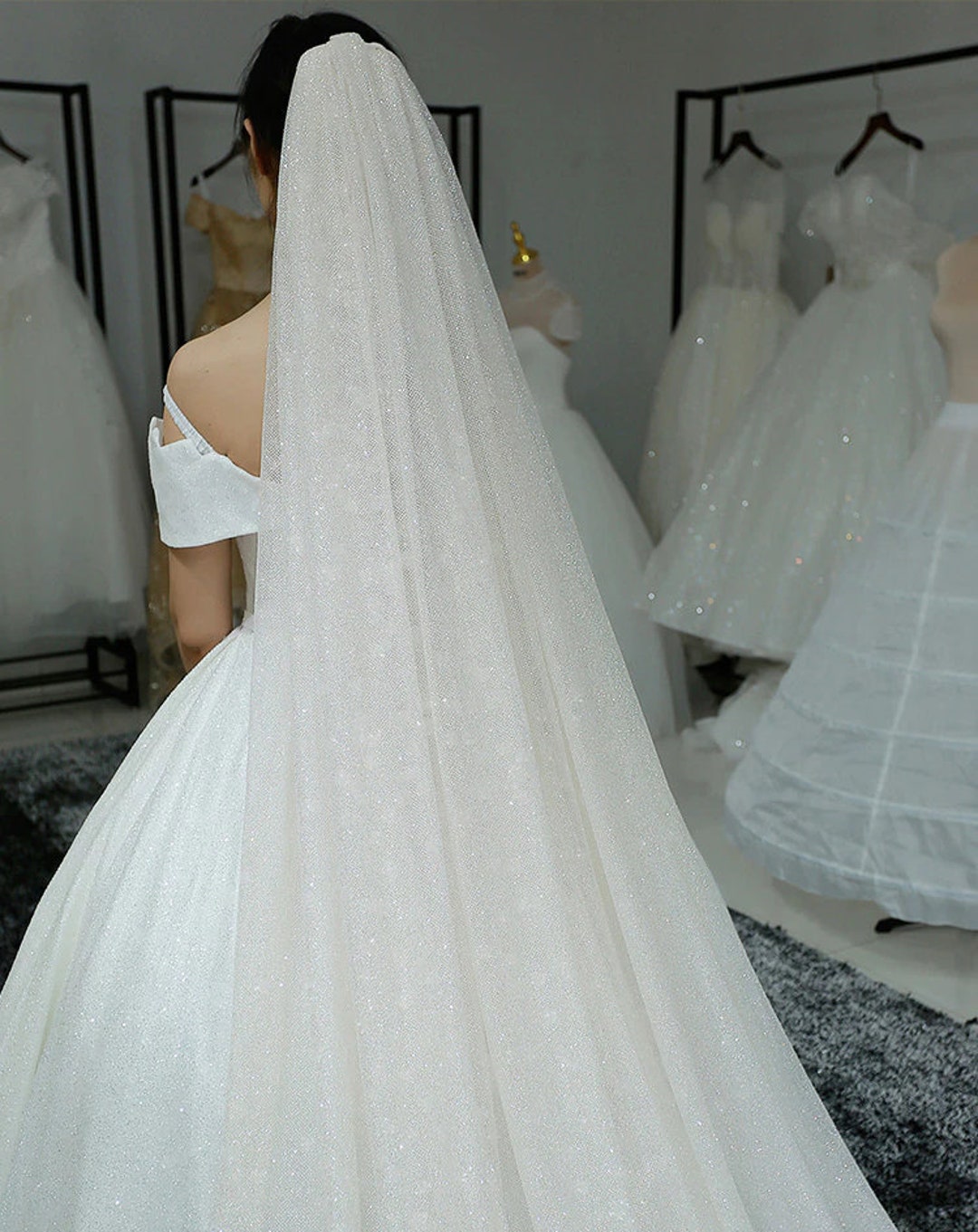 2 Tier Luxury Bridal Veils/ Double Tier Gitter Wedding Veil/ Sparkle ...