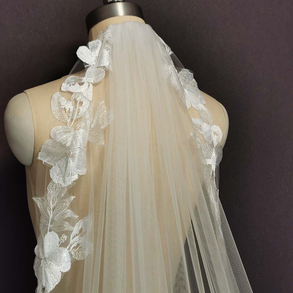 3D Flowers Pearls Bridal Veils/ Cathedral Length Veils/ - Etsy