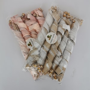 50pcs White Ribbon Wands/ Fairy Sticks Wedding Twirling/ Lace Streamers ...