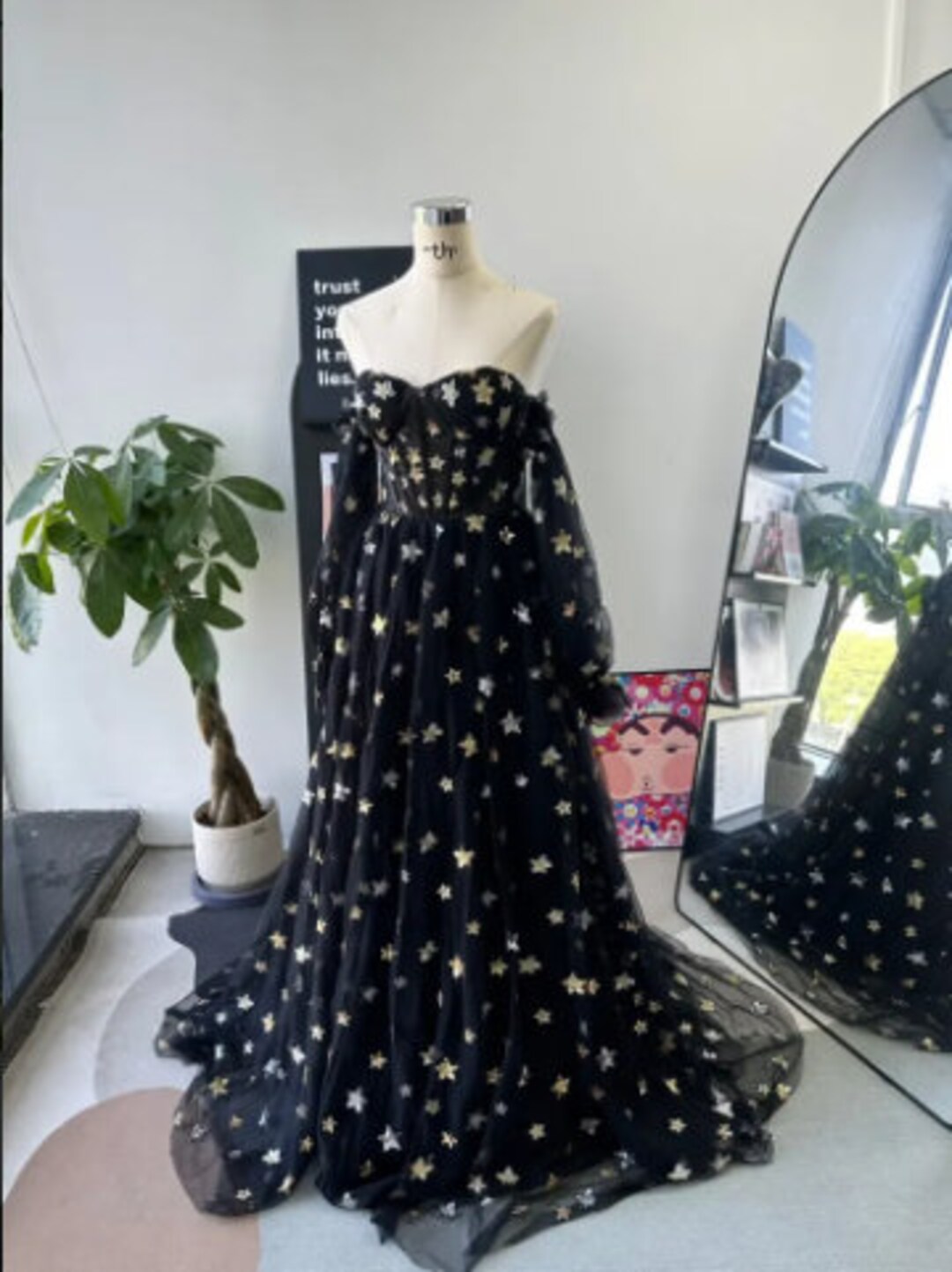 Princess Star Prom Dress/ Puffy Sleeve Prom Gown/ Sweetheart A-line ...