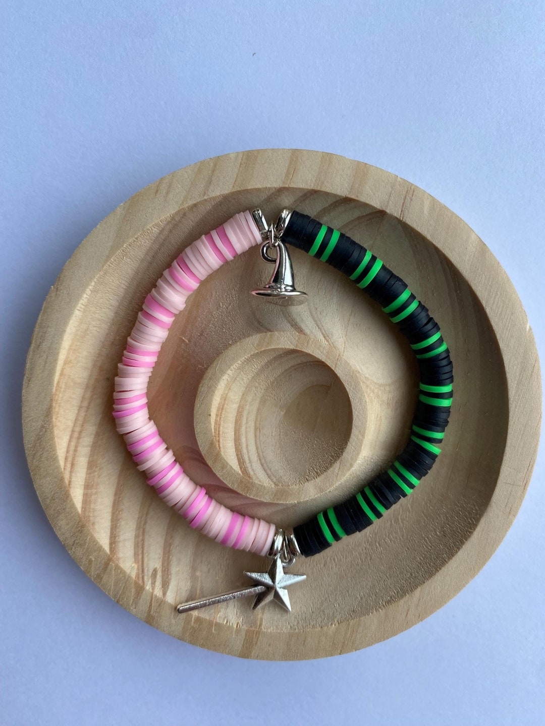 Wicked Inspired Clay Bead Bracelet: Witch Hat & Wand Charms - Etsy