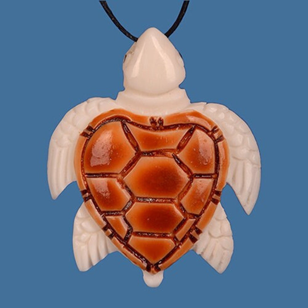 Turtle Pendant Necklace With Stain Handmade Māori Bone Craving From New ...