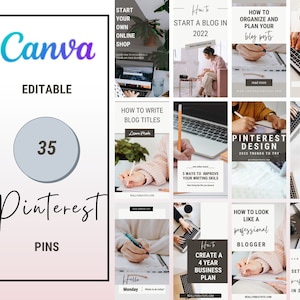 35 Canva Pinterest Pin Templates: Blog Marketing (digital Download) - Etsy