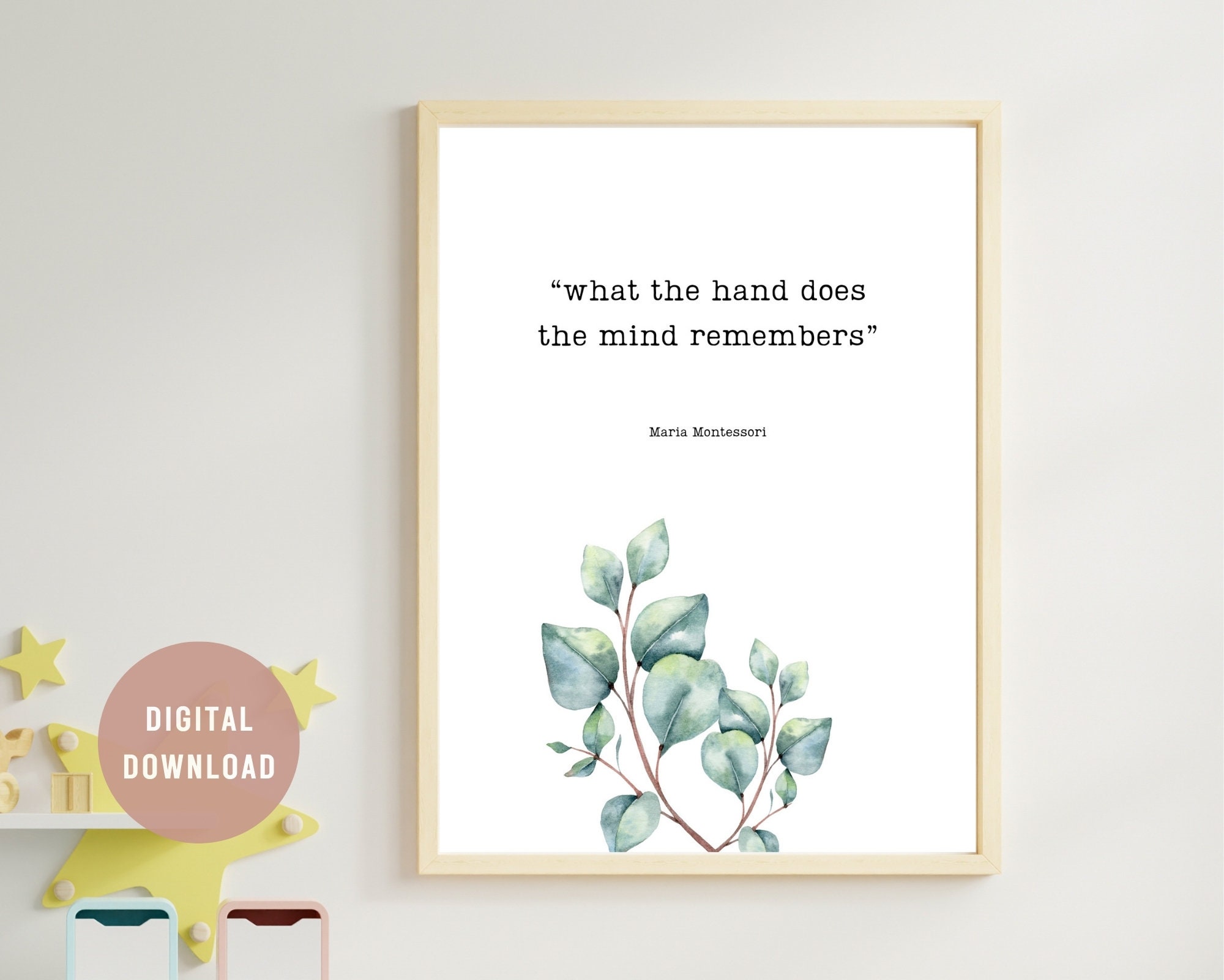Watercolor Floral Wall Art Quotes Montessori, Play is the Work of the ...