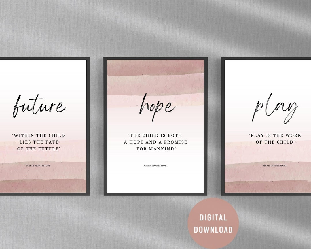 Abstract Montessori Quotes Wall Art, Play is the Work of the Child ...