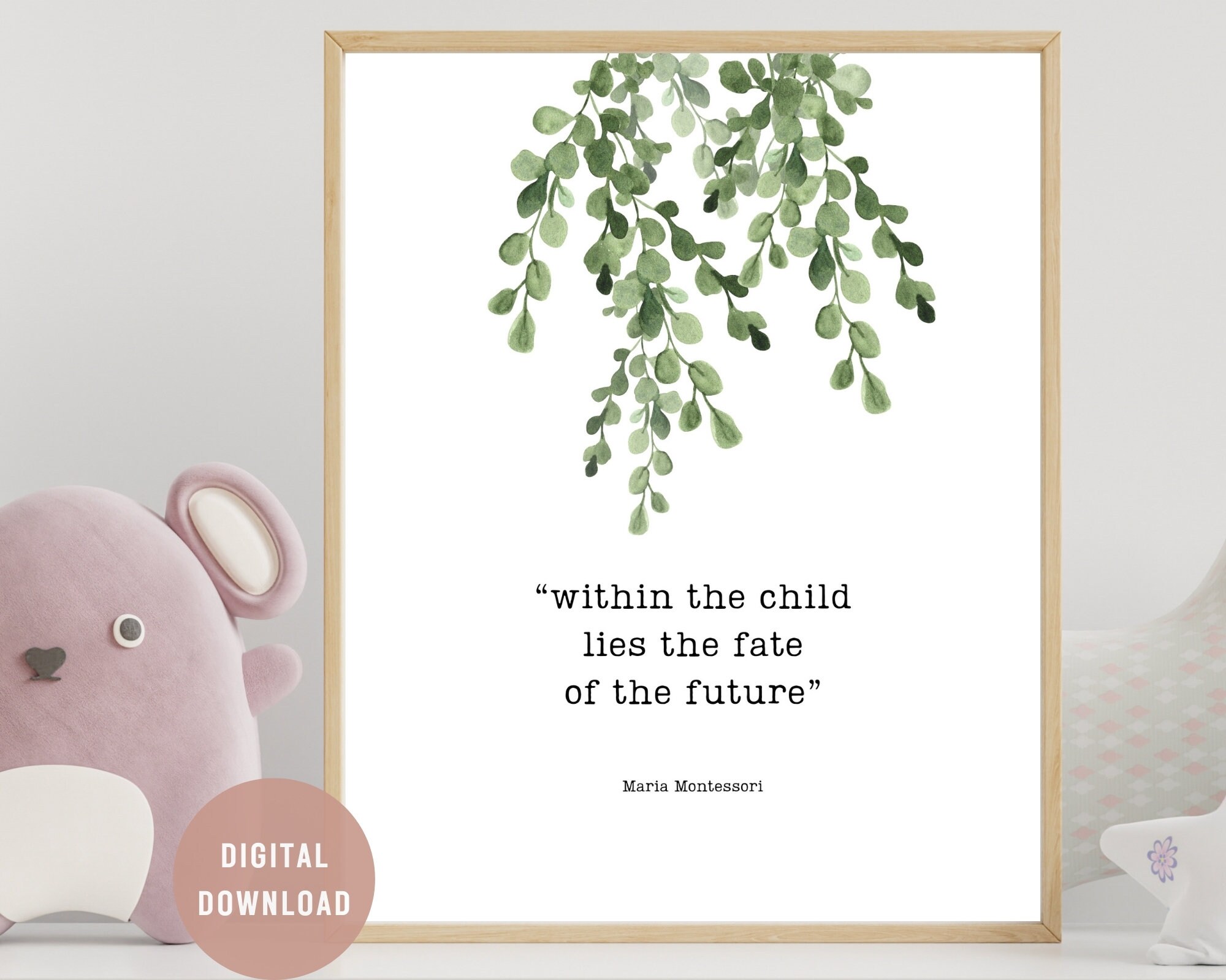 Watercolor Floral Wall Art Quotes Montessori, Play is the Work of the ...