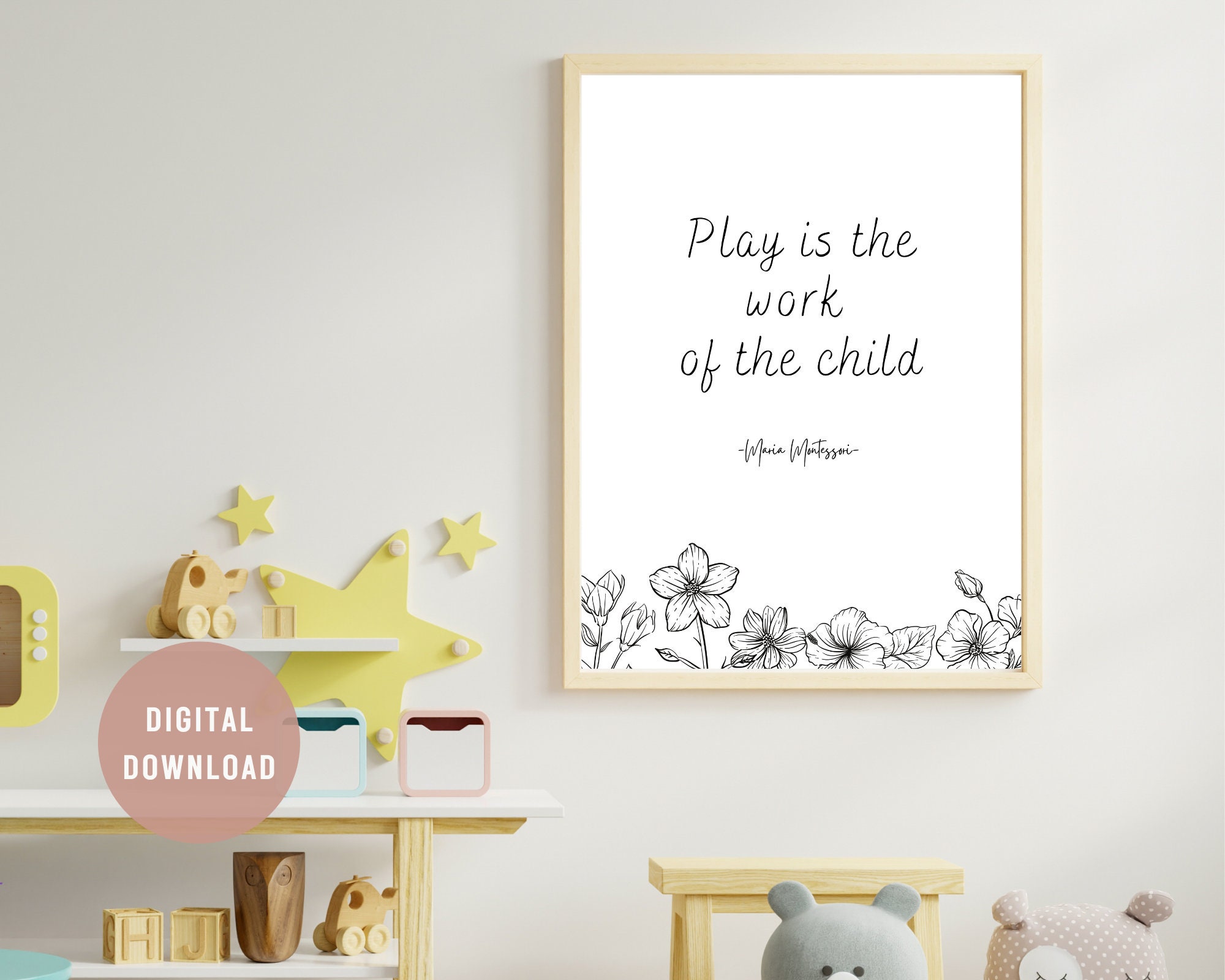 Montessori Quotes Wall Art, Play is the Work of the Child, Printable ...