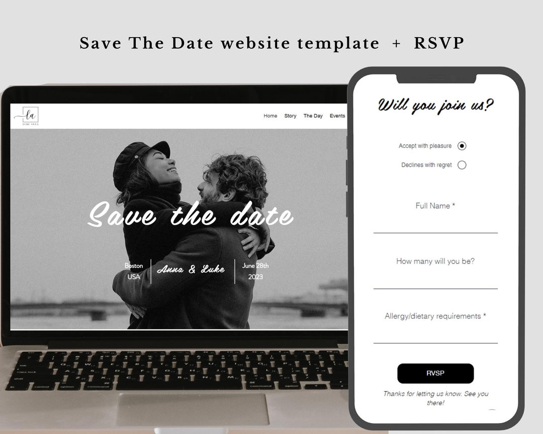 Beautiful Minimalist RSVP Save the Date Wix Website Template - Fully ...