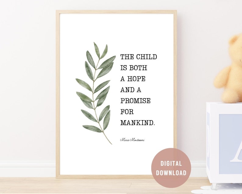 Watercolor Montessori Quote Print: Floral Kids Decor (digital Download ...
