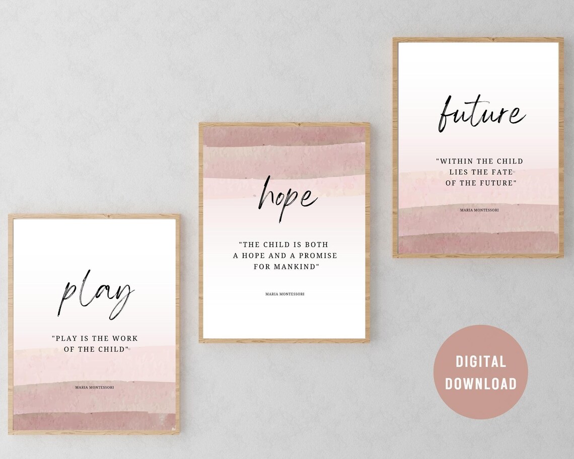 Abstract Montessori Quotes Wall Art, Play is the Work of the Child ...
