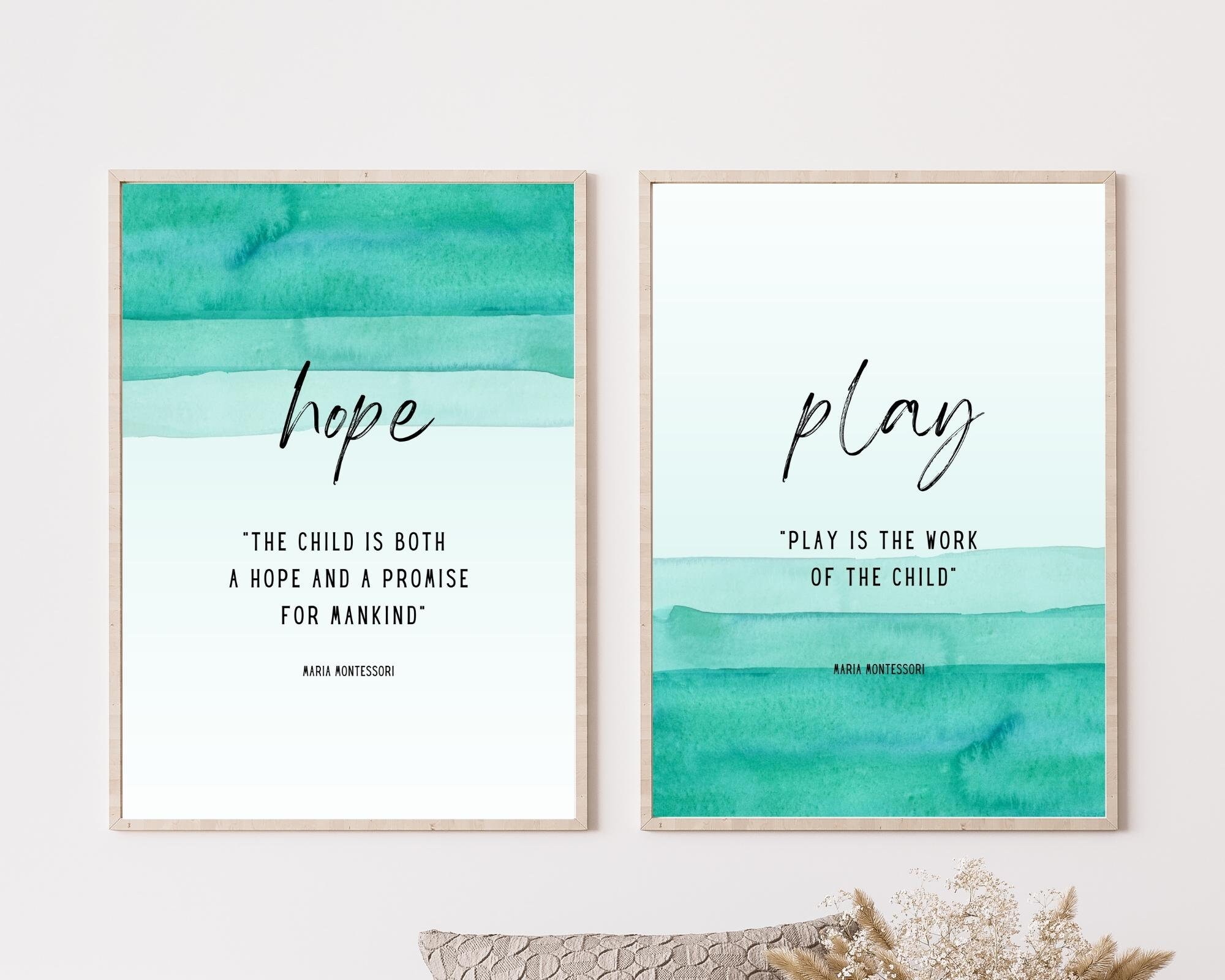 Abstract Montessori Quotes Wall Art, Play is the Work of the Child ...