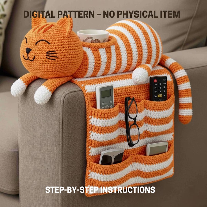Crochet Cat Sofa Arm Organizer - Etsy