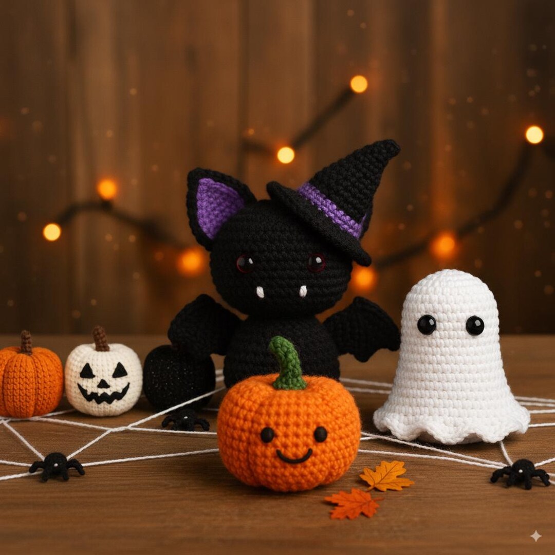 Halloween Crochet Pattern: Bat, Pumpkin, Spider Amigurumi (PDF Tutorial ...