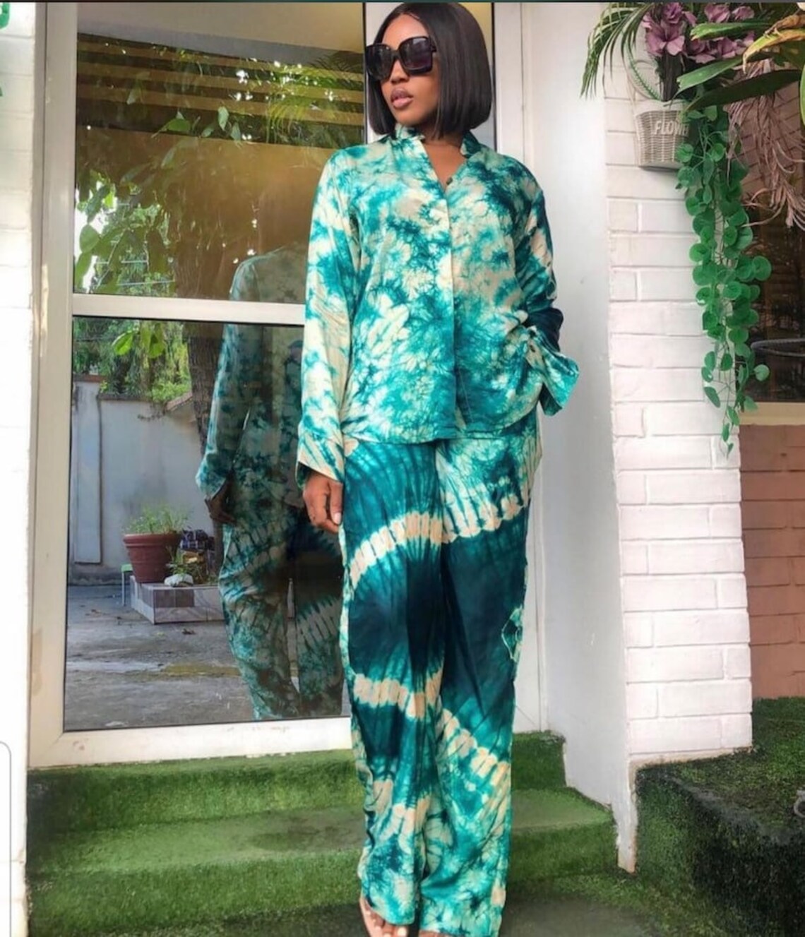 Adire Silk Two Piece Trouser and Shirt Set Long Sleeve Shirt - Etsy