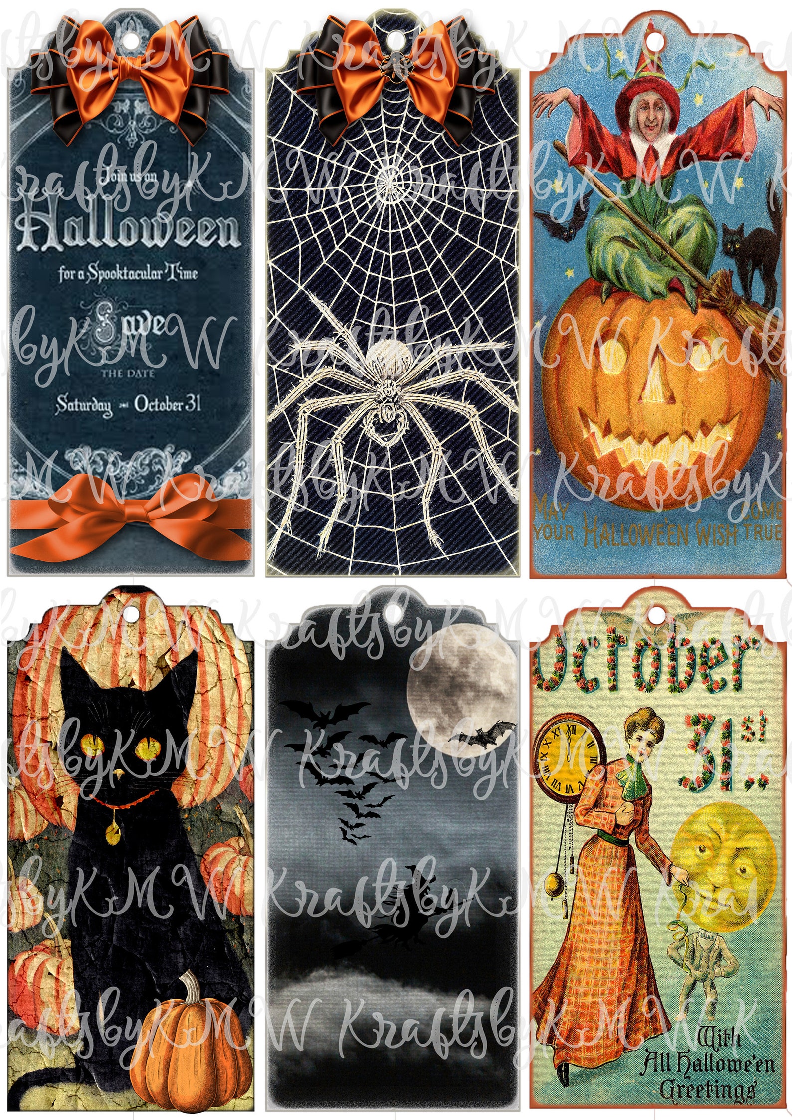 Spooky Vintage Halloween Tags - Etsy