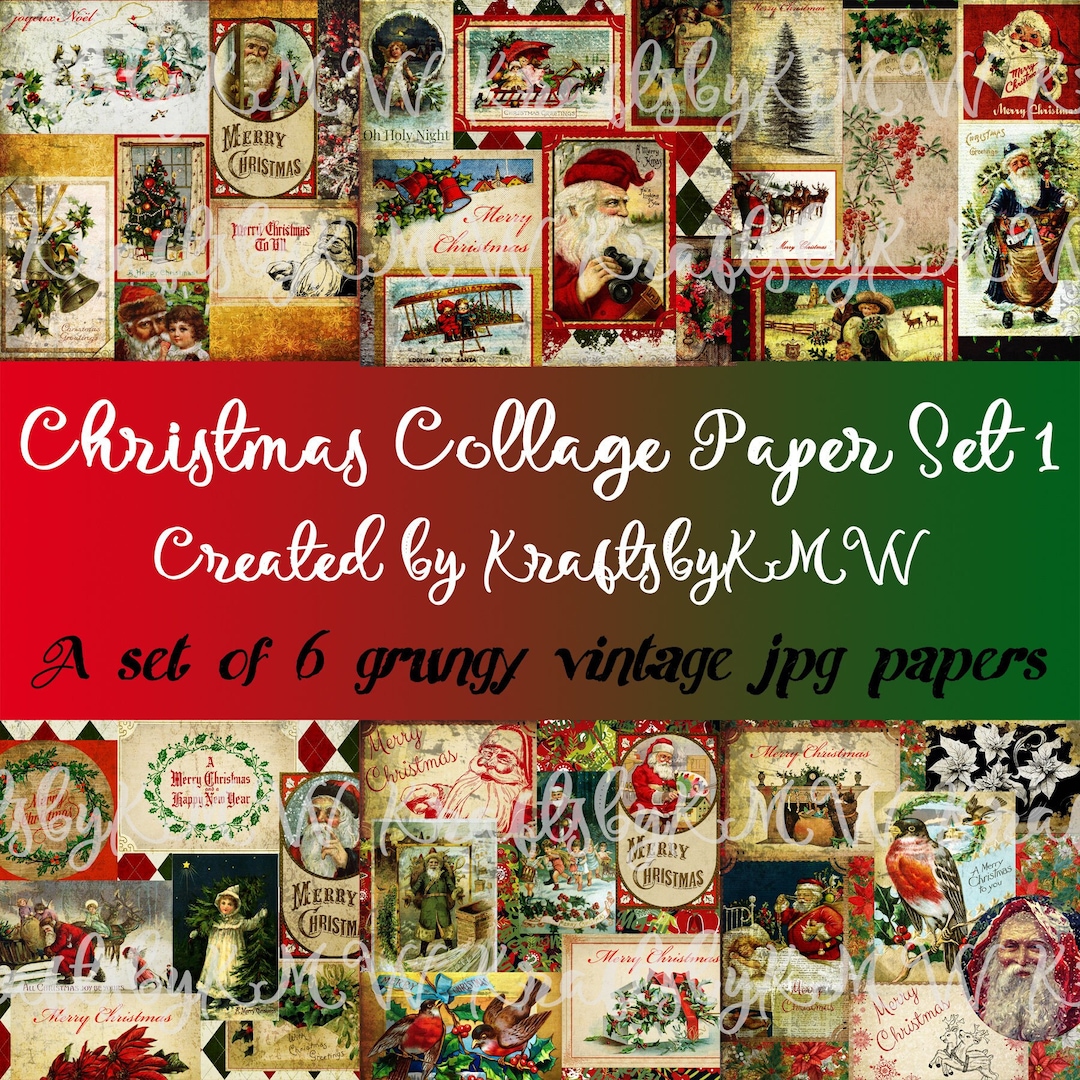 Vintage Christmas Collage Paper Set 1 - Etsy