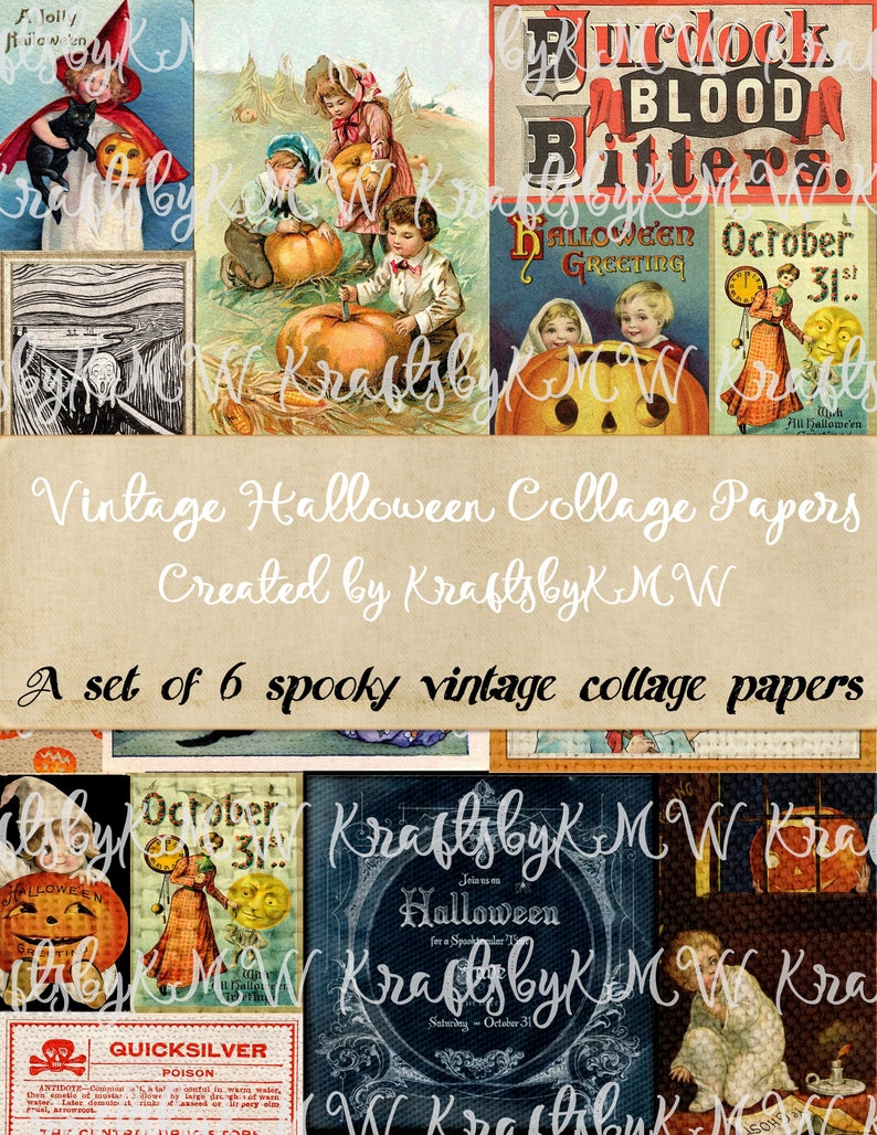 Vintage Halloween Collage Papers - Etsy