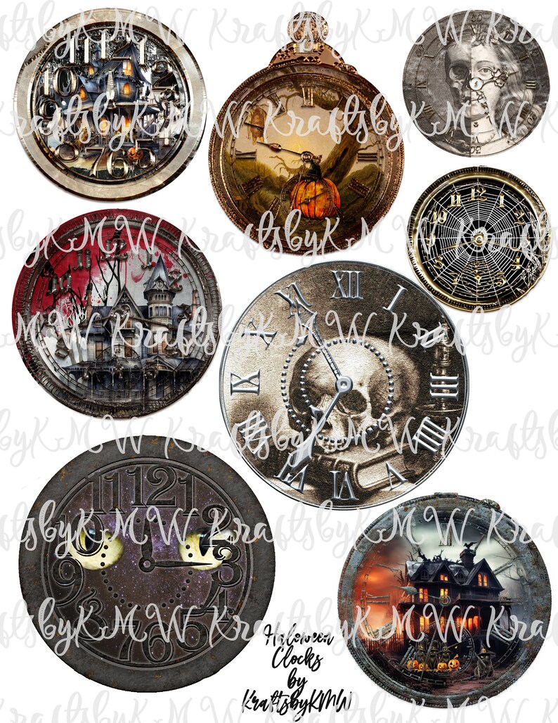Digital Halloween Clocks - Etsy