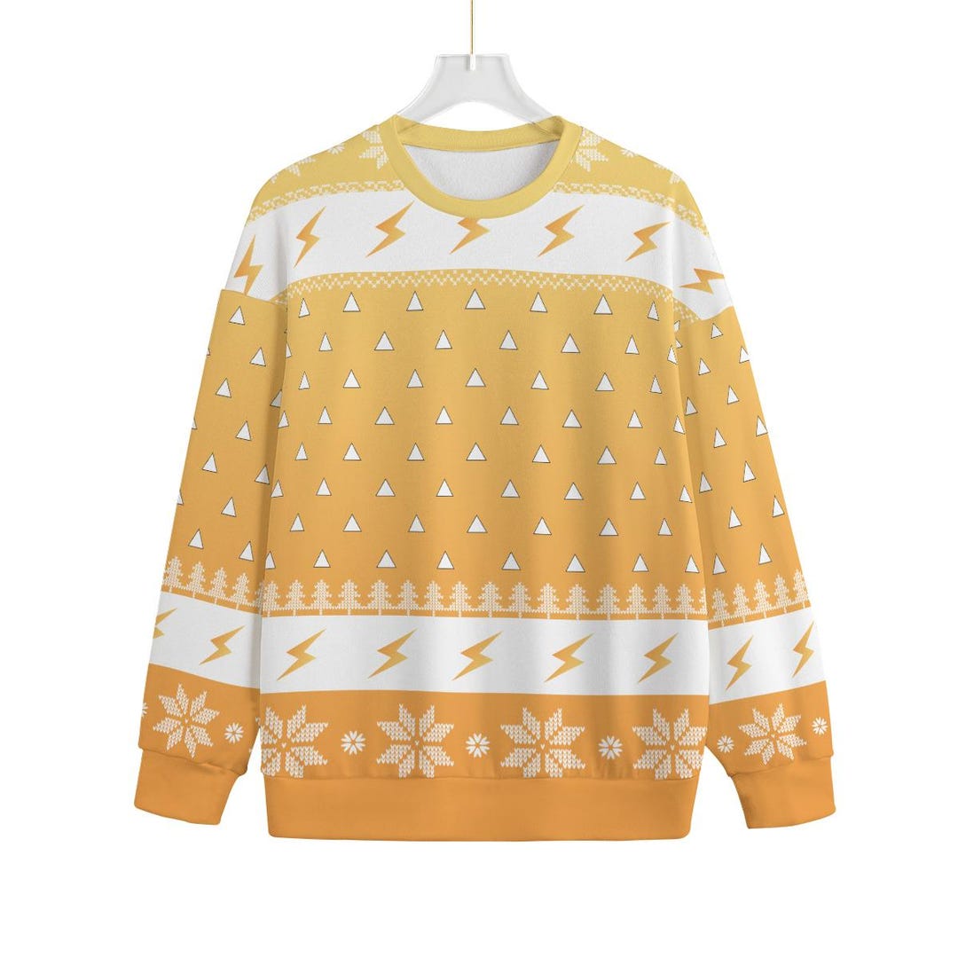 Demon Slayer Sweater Zenitsu Kimono Pattern Holiday Sweatshirt ...