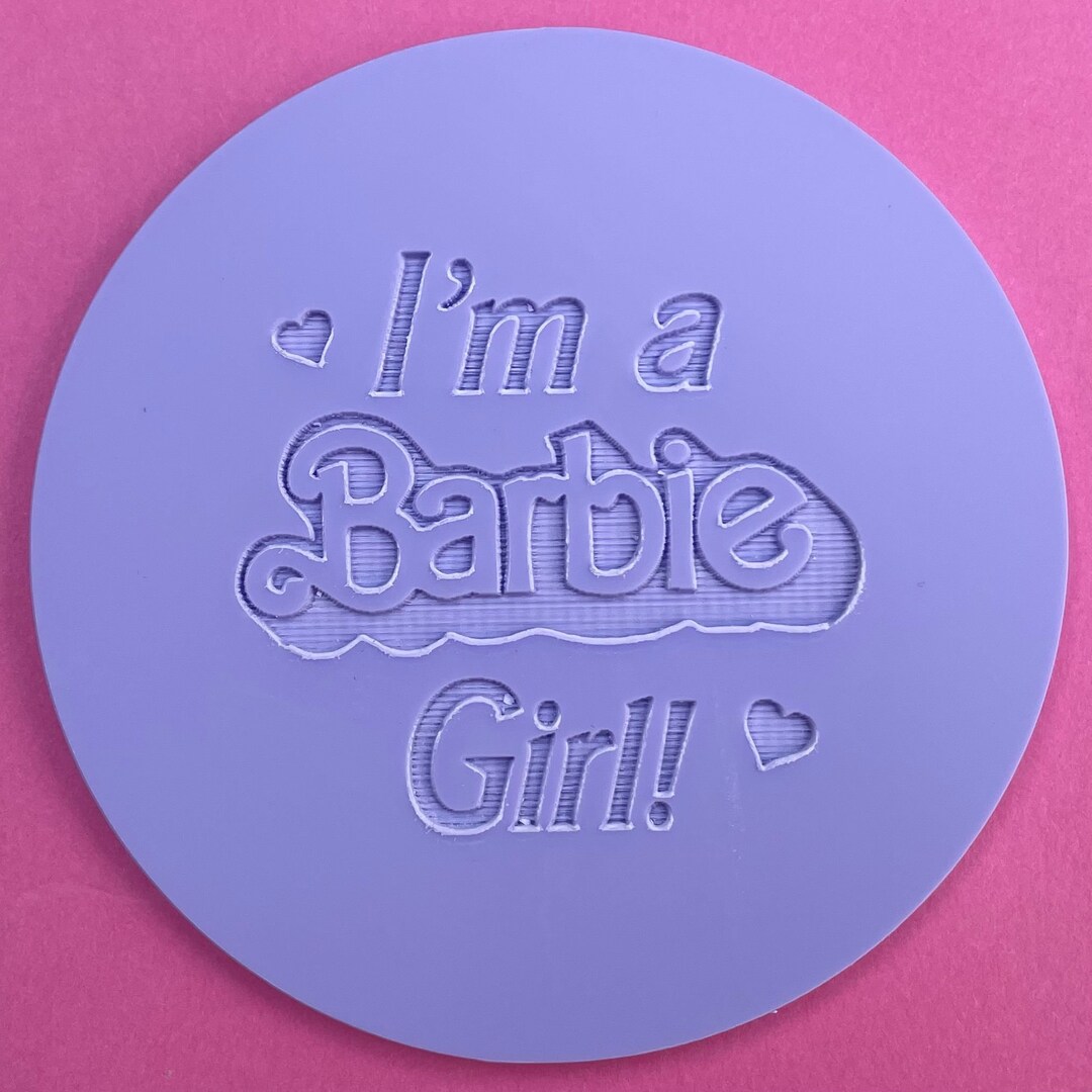 I'm a Barbie Girl Cupcake Cookie Engraved Circle Stamp Embosser Girly ...
