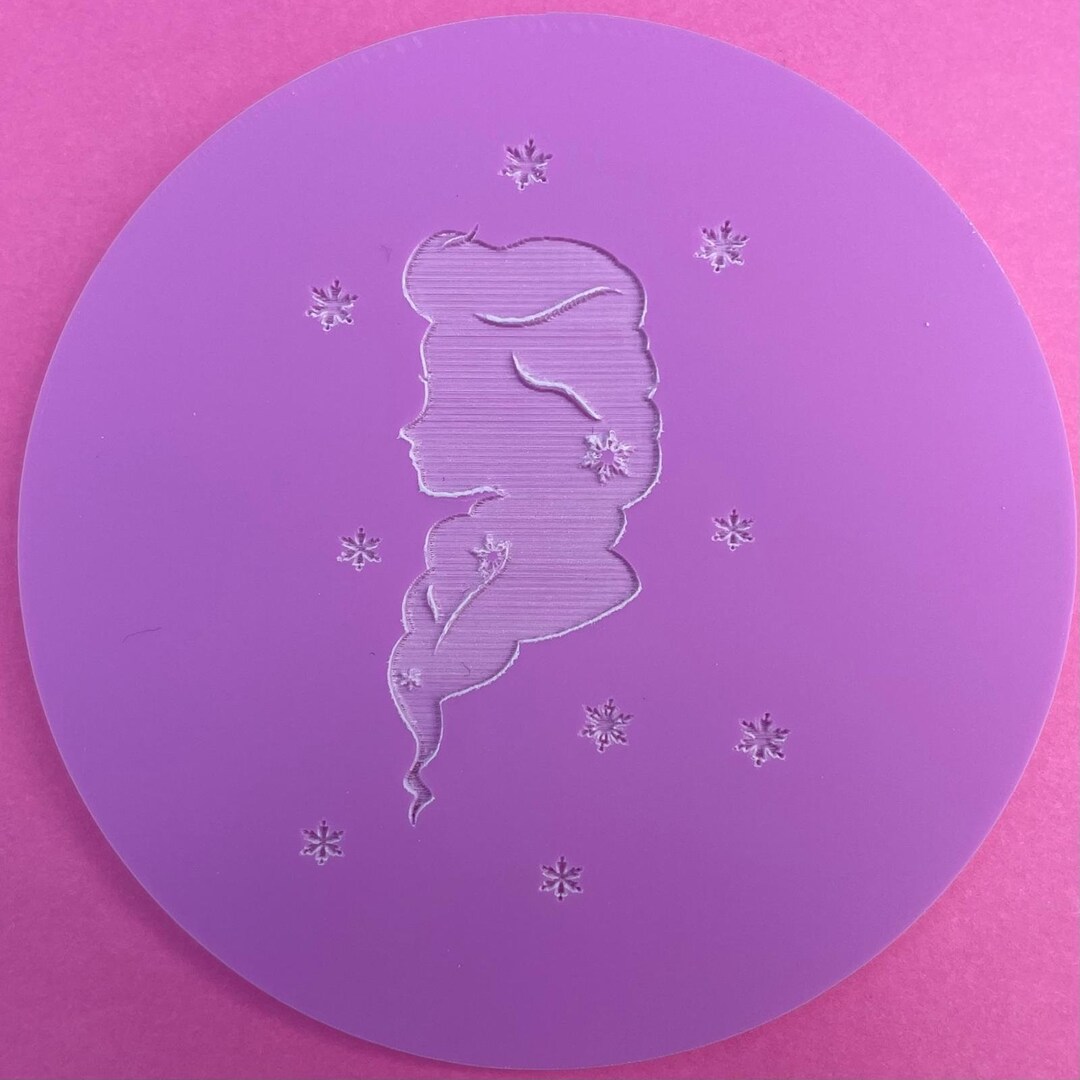 Elsa Frozen Ice Queen Side of Face Cupcake Cookie Engraved Circle Stamp ...