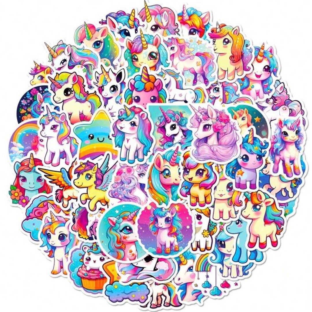 50 X Unicorn Pony Girls Kawaii Stickers Laptop Luggage Decal Removable ...